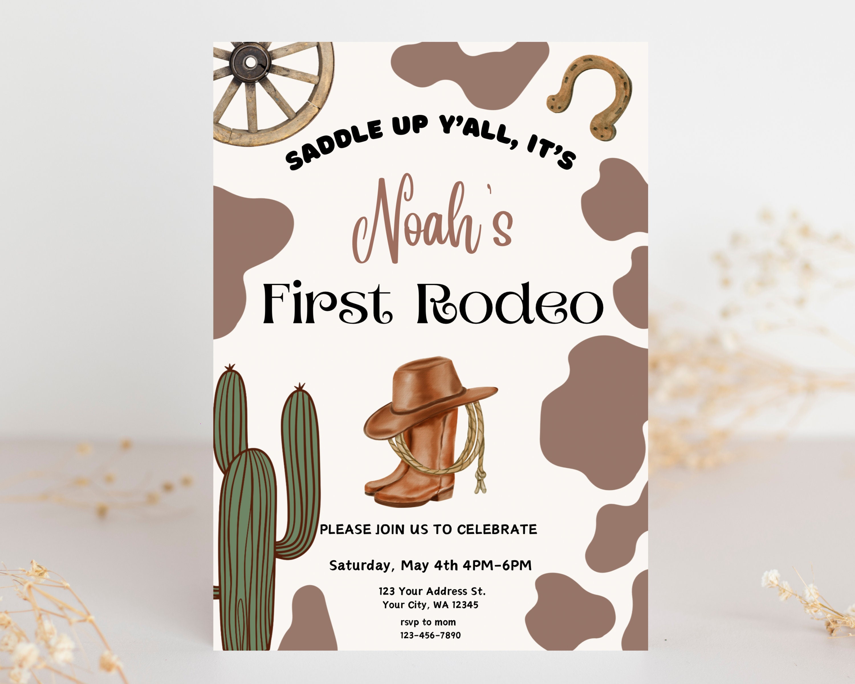 EDITABLE My First Rodeo Birthday Invitation,first Birthday Party Invite ...