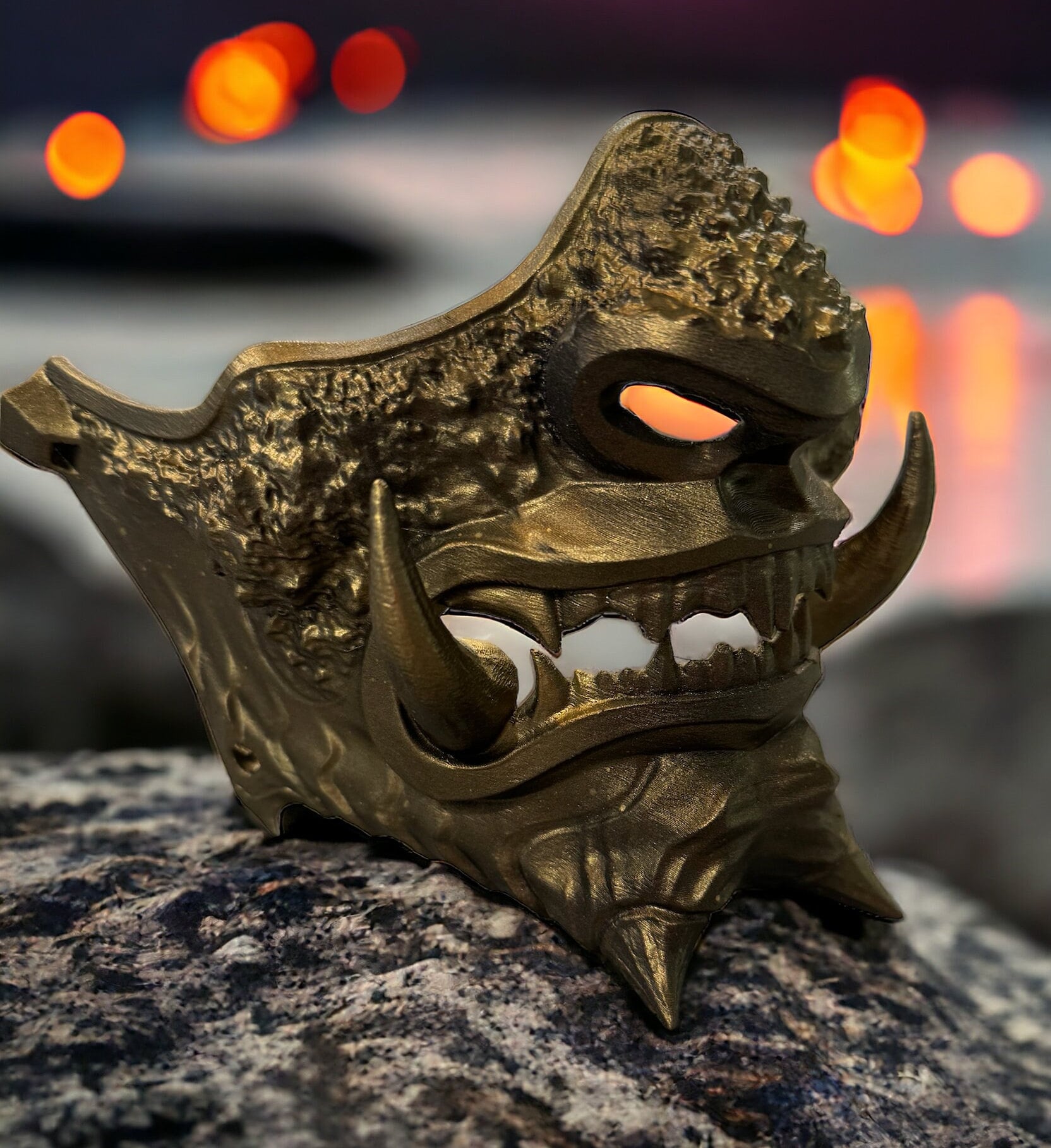 Samurai Style Mask Oni Half Mask gold - Etsy