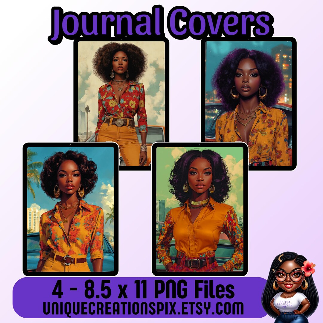 Retro Vibe Chic Printable Journal Covers | African American Women's ...
