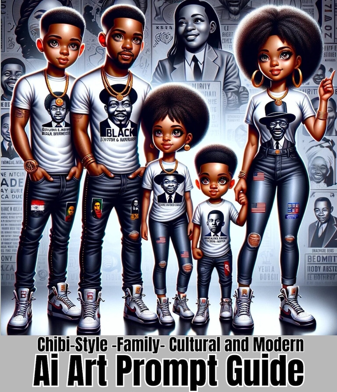 Chibi-style African American Art- Family, Young Adults, Children ...
