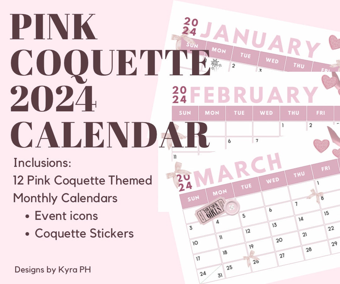 Pink Coquette 2024 Monthly Digital Planner coquette Themed, 2024 ...