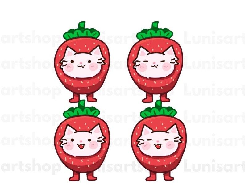 Strawberry Cat Pngtuber, Cute Chibi Pngtuber, Strawberry Cat Pngtuber ...