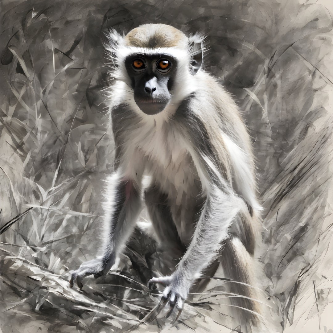 Vervet Monkey Sketch - Etsy