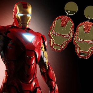 Iron Man Earrings - Marvel Tony Stark Themed Lightweight Acrylic Dangle ...