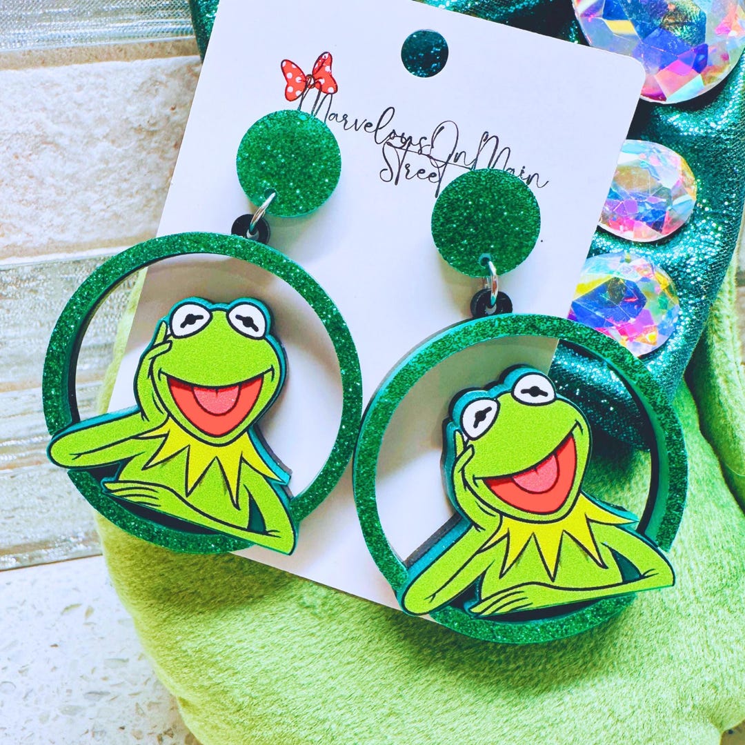Kermit the Frog Dangle Drop Earrings - Muppets Lightweight Acrylic ...