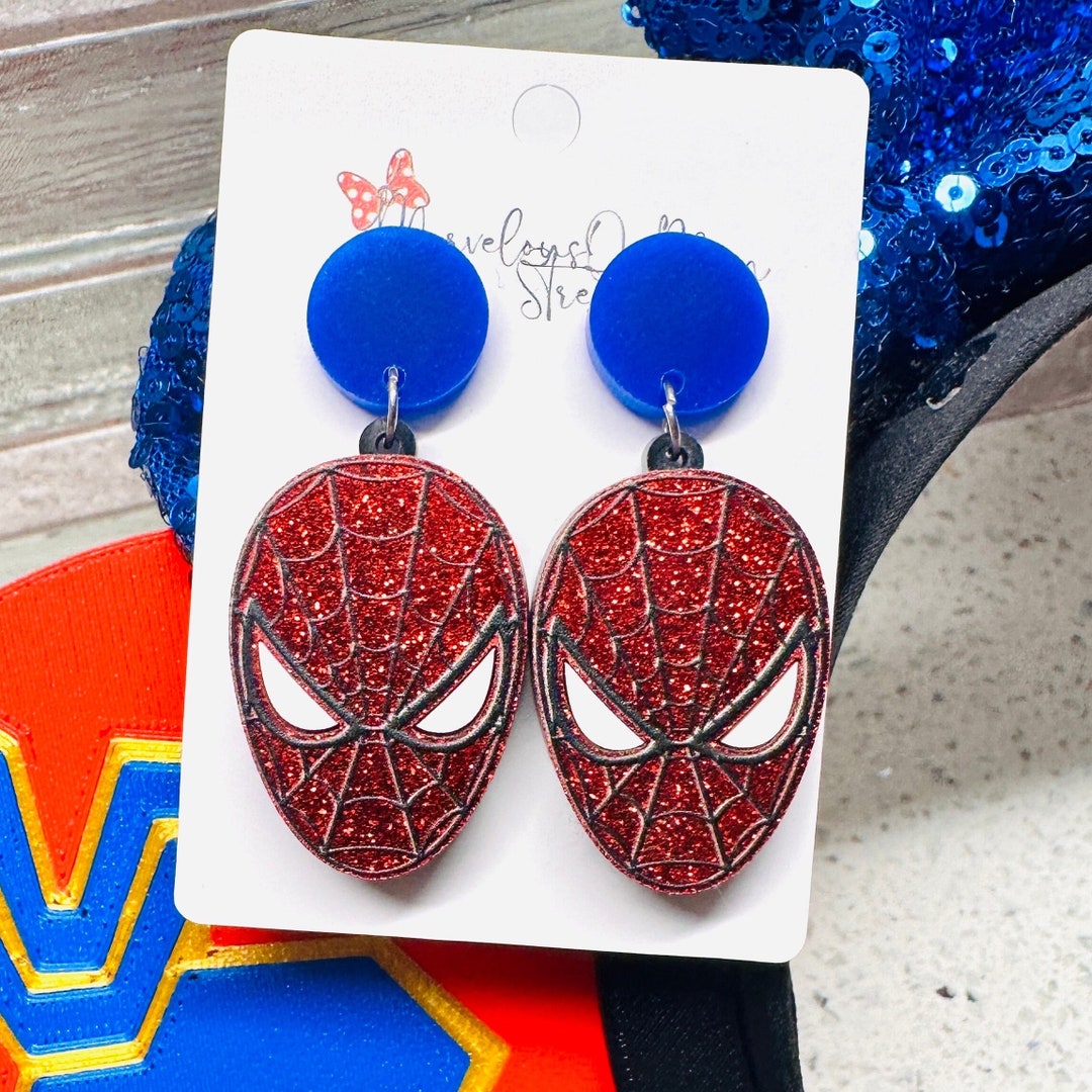 Spider-man Dangle Drop Earrings - Lightweight Acrylic - Hypoallergenic ...