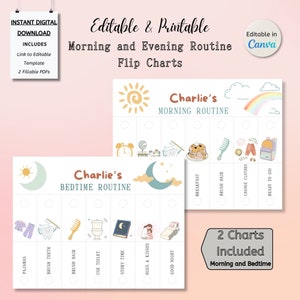 Editable Morning and Evening Routine Flipcharts DYI Visual Schedule for ...