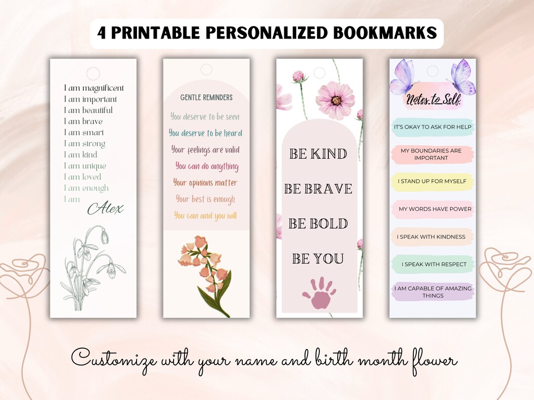 Custom Bookmark Printable Positive Affirmations Bookmarks Personalized ...