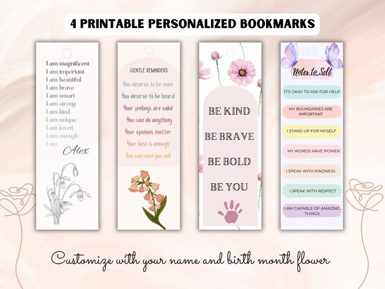 Custom Bookmark Printable Positive Affirmations Bookmarks Personalized ...
