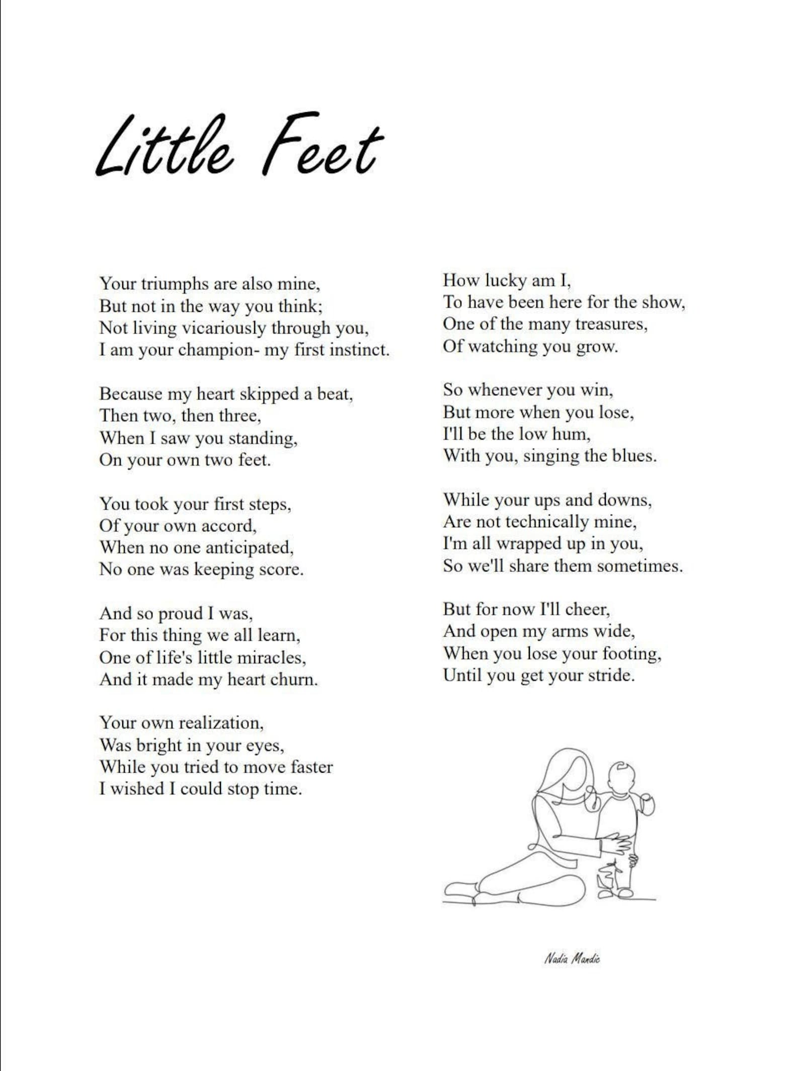 Your Baby's First Steps-baby Milestone Poem-early Motherhood Poetry-new ...