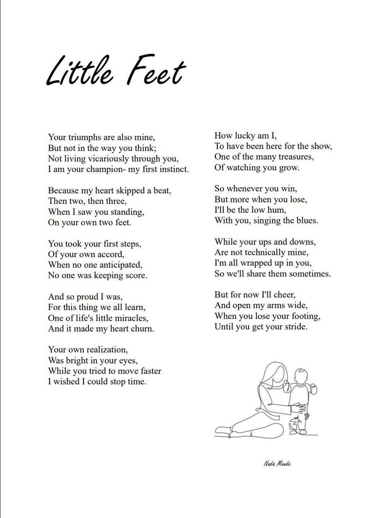 Your Baby's First Steps-baby Milestone Poem-early Motherhood Poetry-new ...