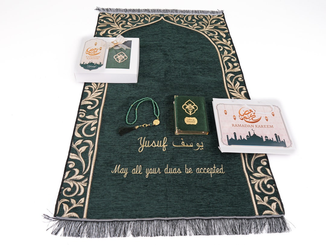 Personalized Prayer Mat Quran Tasbeeh Gift Set | Ramadan Eid Hajj Umrah ...
