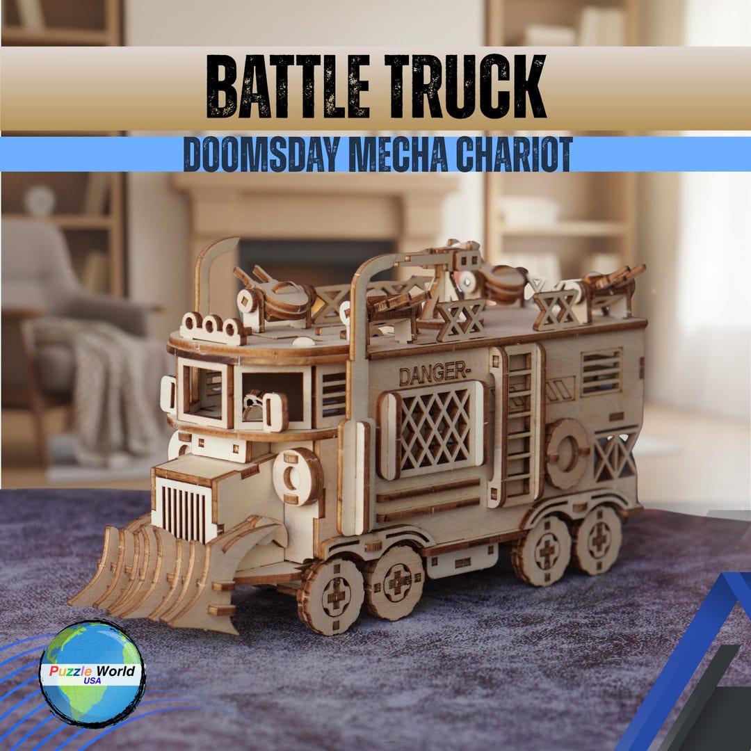 3D Wooden Battle Truck Puzzle - DIY Armored Mecha Chariot Model Kit ...