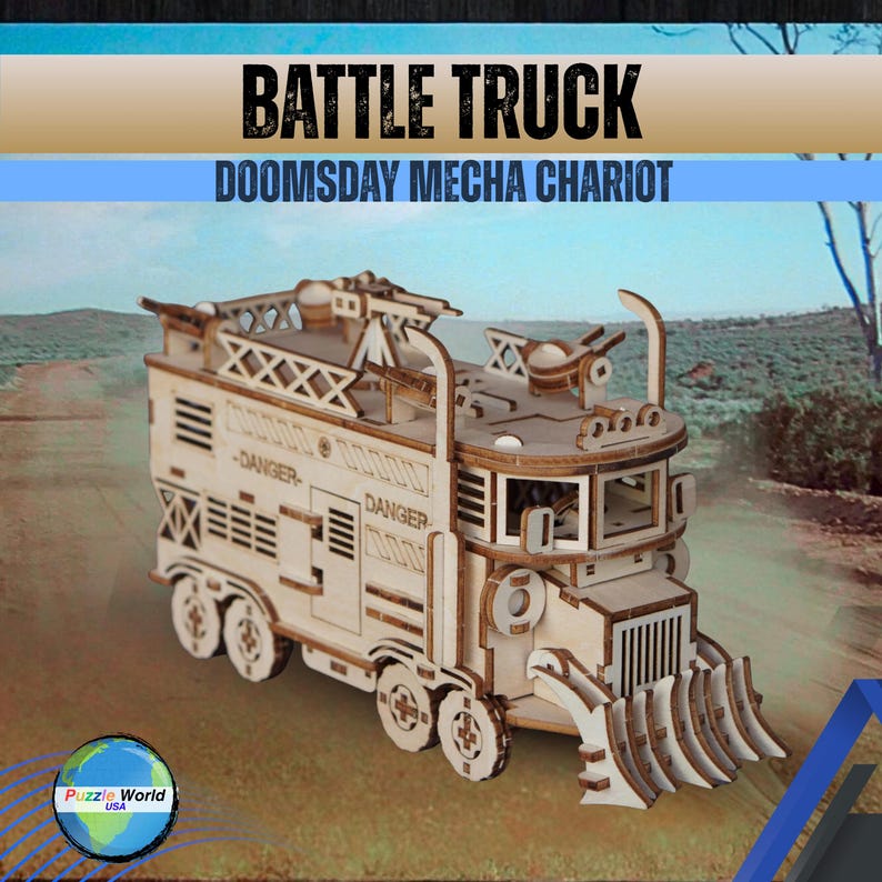 3D Wooden Battle Truck Puzzle - DIY Armored Mecha Chariot Model Kit ...