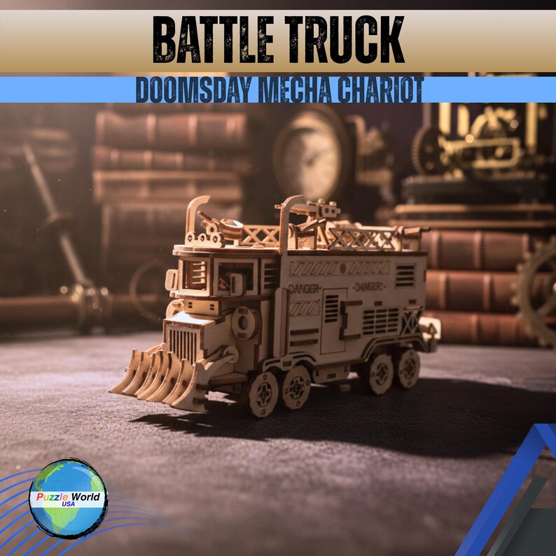 3D Wooden Battle Truck Puzzle - DIY Armored Mecha Chariot Model Kit ...