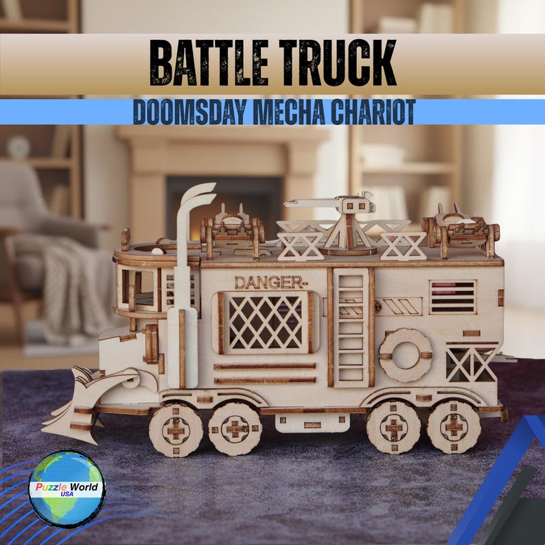 3D Wooden Battle Truck Puzzle - DIY Armored Mecha Chariot Model Kit ...