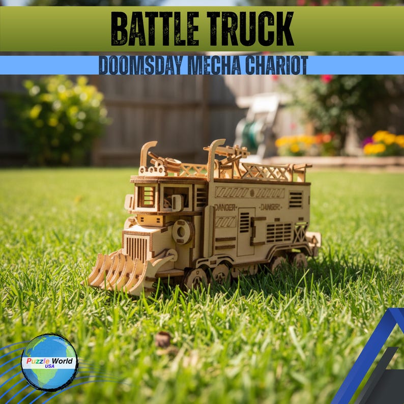 3D Wooden Battle Truck Puzzle - DIY Armored Mecha Chariot Model Kit ...