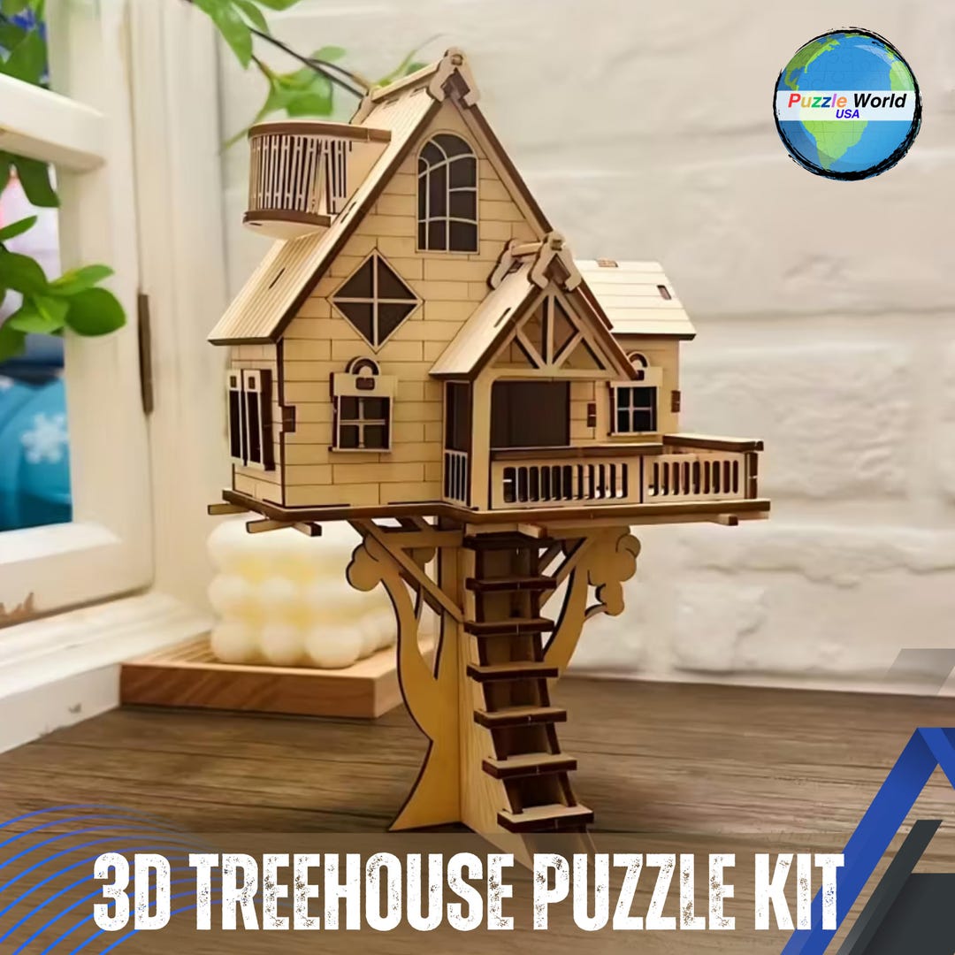 3D Wooden Treehouse Puzzle Kit | Creative DIY Building Model for Adults ...