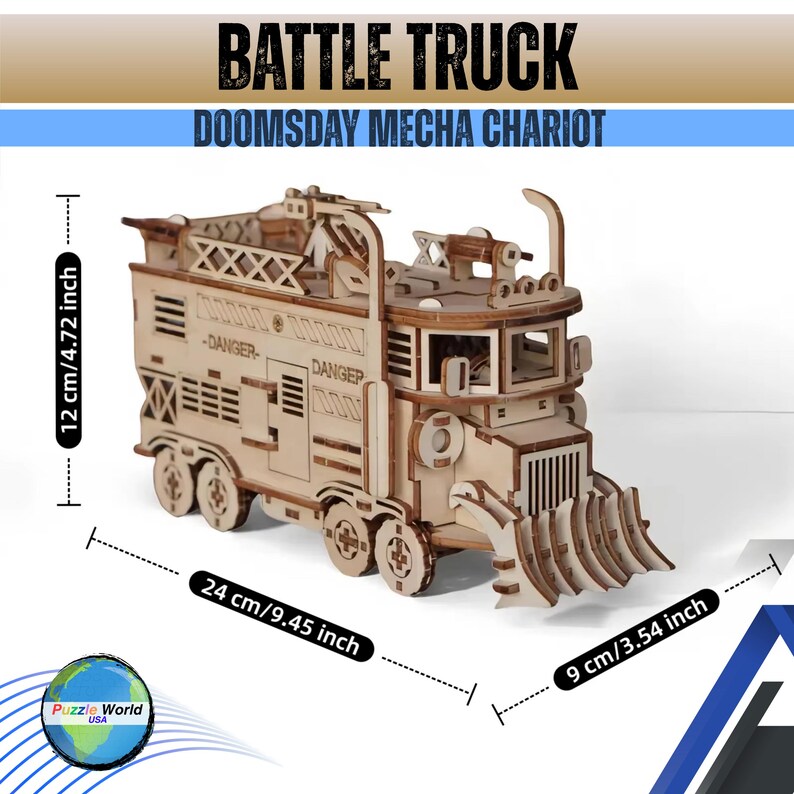 3D Wooden Battle Truck Puzzle - DIY Armored Mecha Chariot Model Kit ...