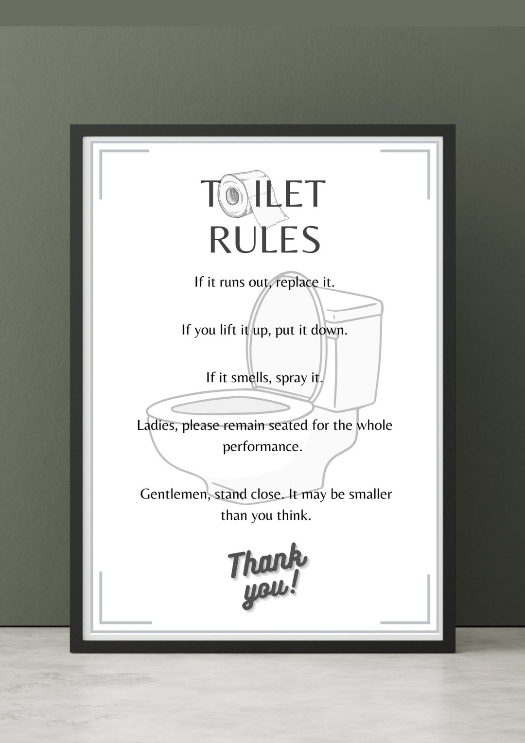 Toilet Rules Digital Poster, Digital Art, Bathroom Art, A4, Download - Etsy