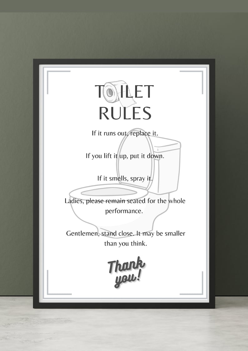 Toilet Rules Digital Poster, Digital Art, Bathroom Art, A4, Download - Etsy
