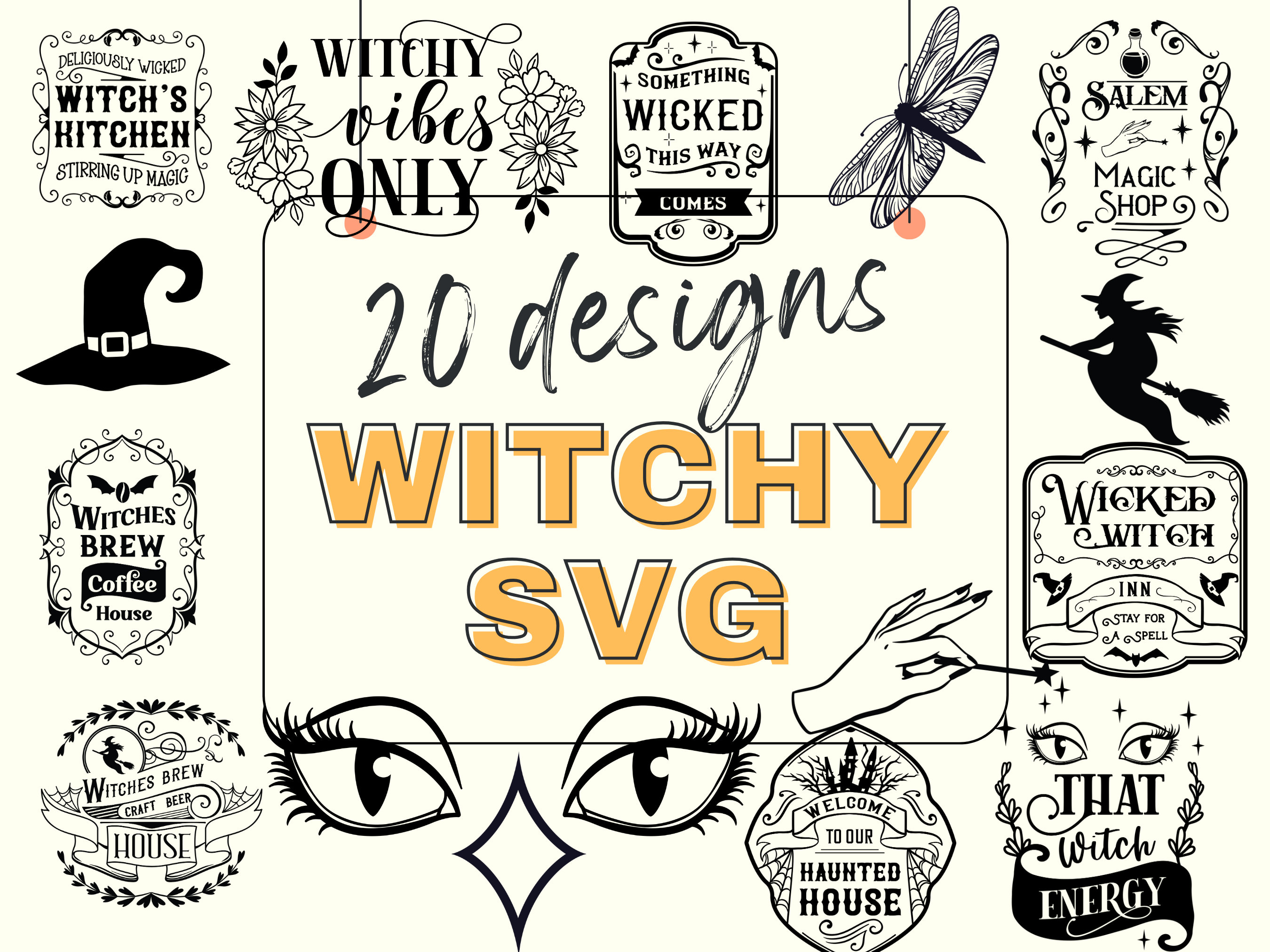 Witch SVG Bundle: 20 Witchy Phrases, Wicked, Witches Brew, Wichy Vibes ...