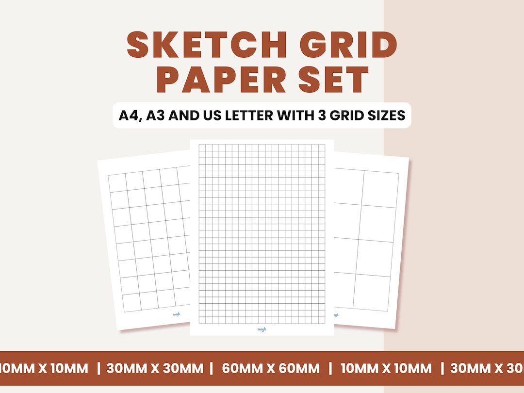Graph Grid Paper Bundle | Printable Grid Paper for Sketching | A4, A3 ...