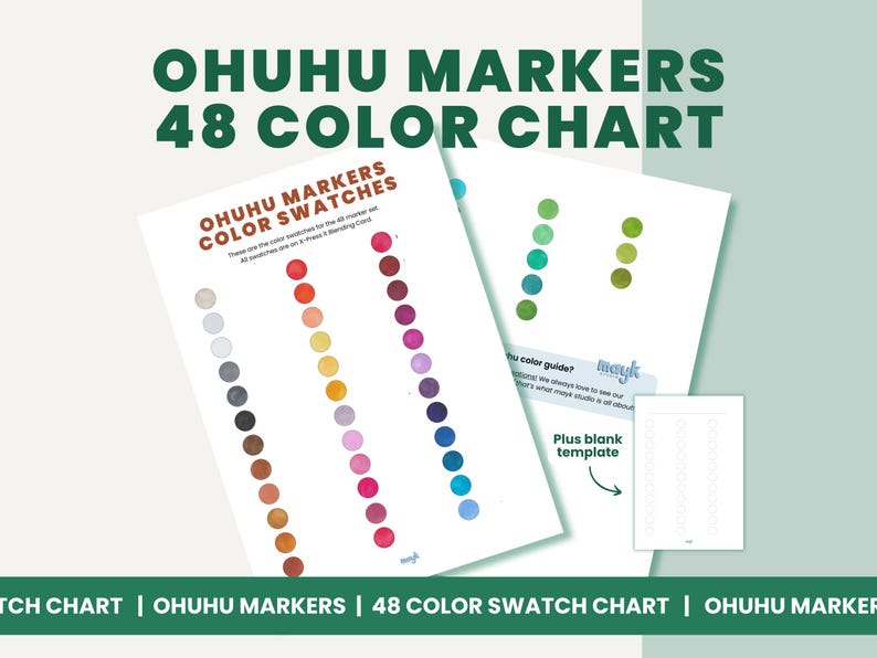 Ohuhu Alcohol Markers Color Swatch Chart | 48 Set | Ready-to Printable ...