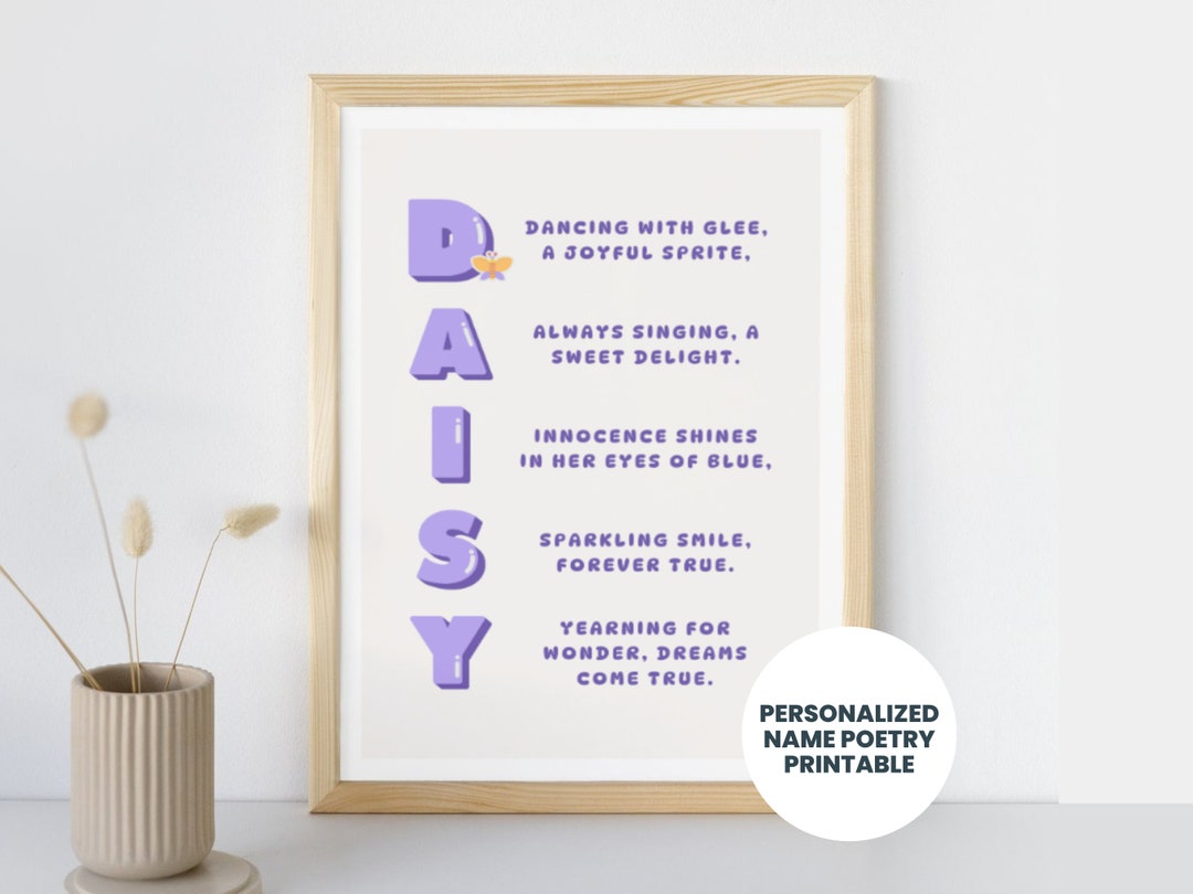Custom Name Poem Butterfly Printable Personalized Name Poetry Custom ...