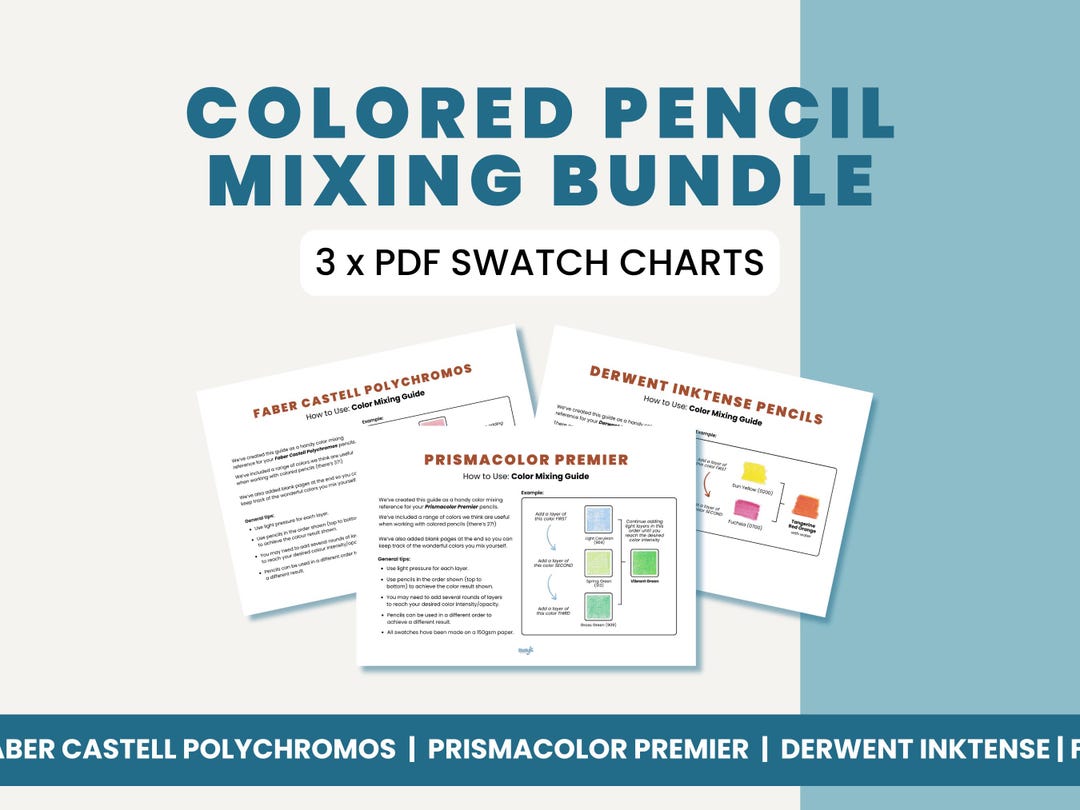 3 X Pre-filled + Blank Colored Pencil Swatch Chart Bundle | 85+ Combos ...