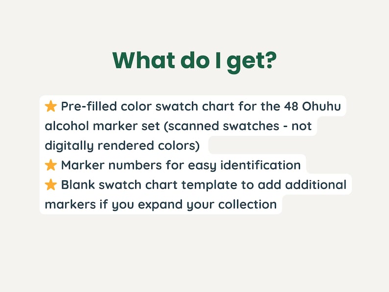 Ohuhu Alcohol Markers Color Swatch Chart | 48 Set | Ready-to Printable ...