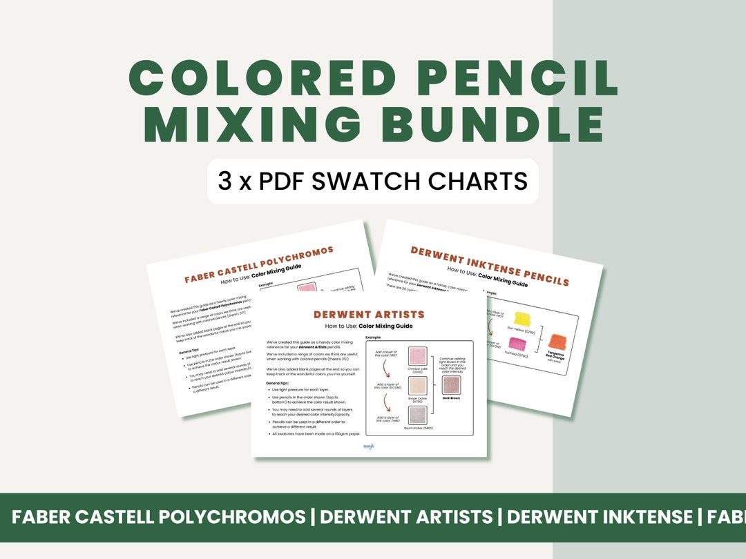 3 X Pre-filled + Blank Colored Pencil Swatch Charts | 90+ Combos for ...