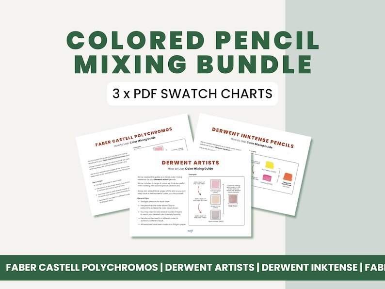 3 X Pre-filled + Blank Colored Pencil Swatch Charts | 90+ Combos for ...