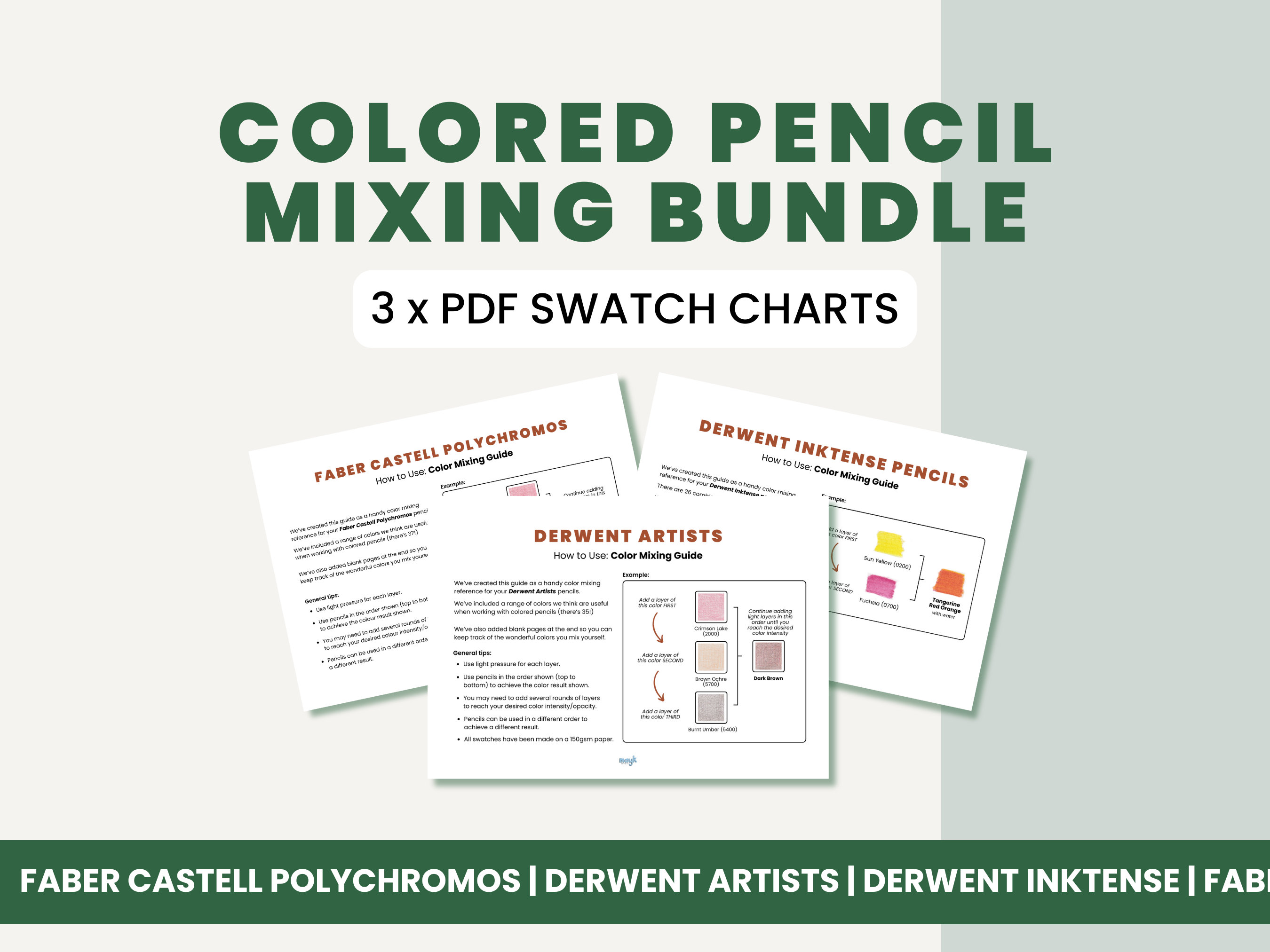 3 X Pre-filled + Blank Colored Pencil Swatch Charts | 90+ Combos for ...