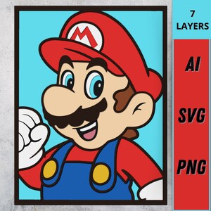 Mario SVG, Layered Design Anime, Laser Cutting Anime, Anime Gift, 3D ...