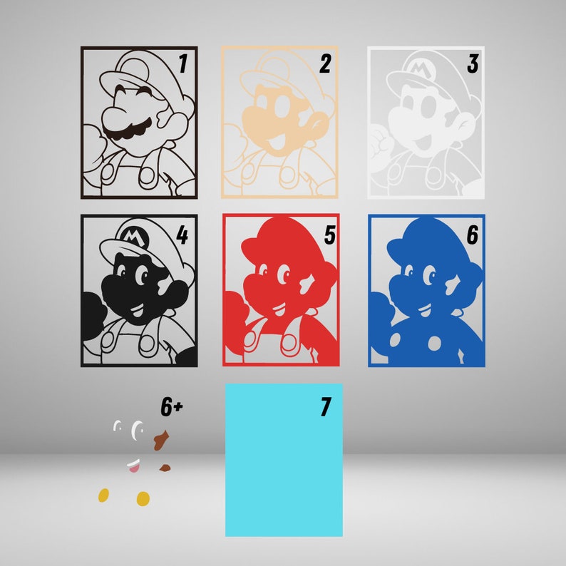 Mario SVG, Layered Design Anime, Laser Cutting Anime, Anime Gift, 3D ...