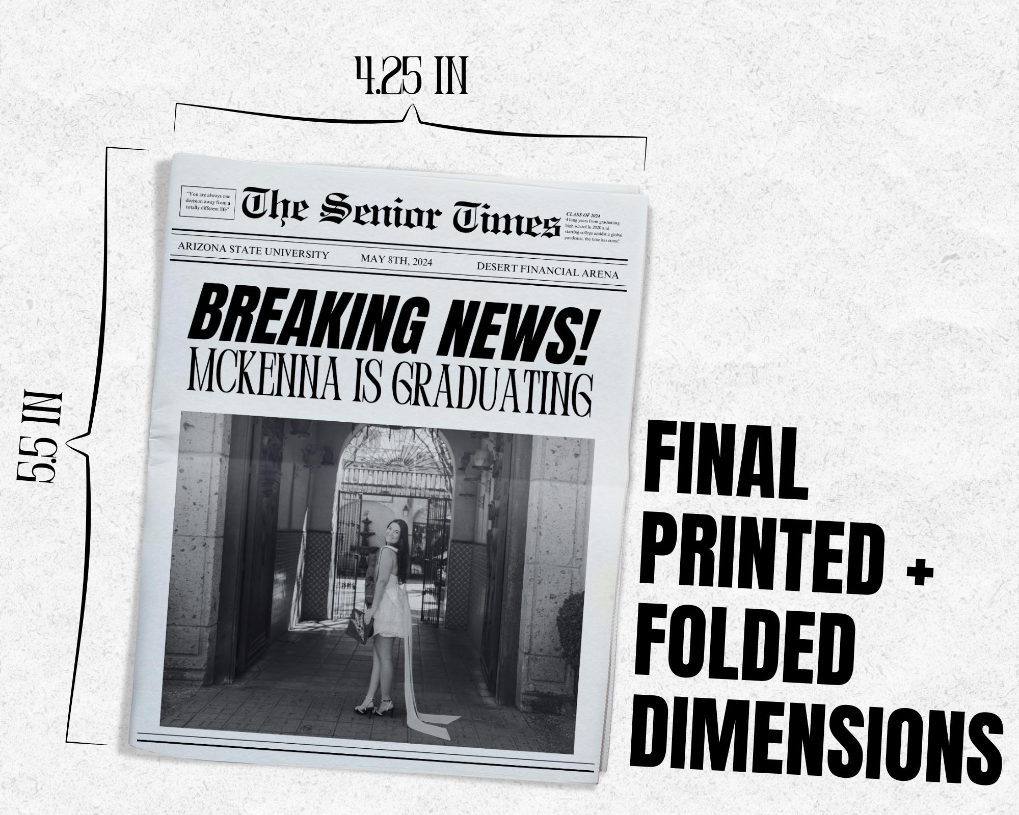 Editable Newspaper Graduation Announcement Canva Template, Digital ...