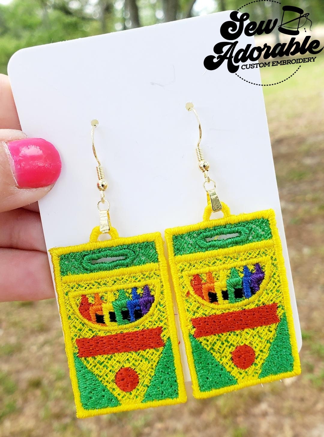 FSL Crayon Box Earrings - Digital Design - Machine Embroidery ...