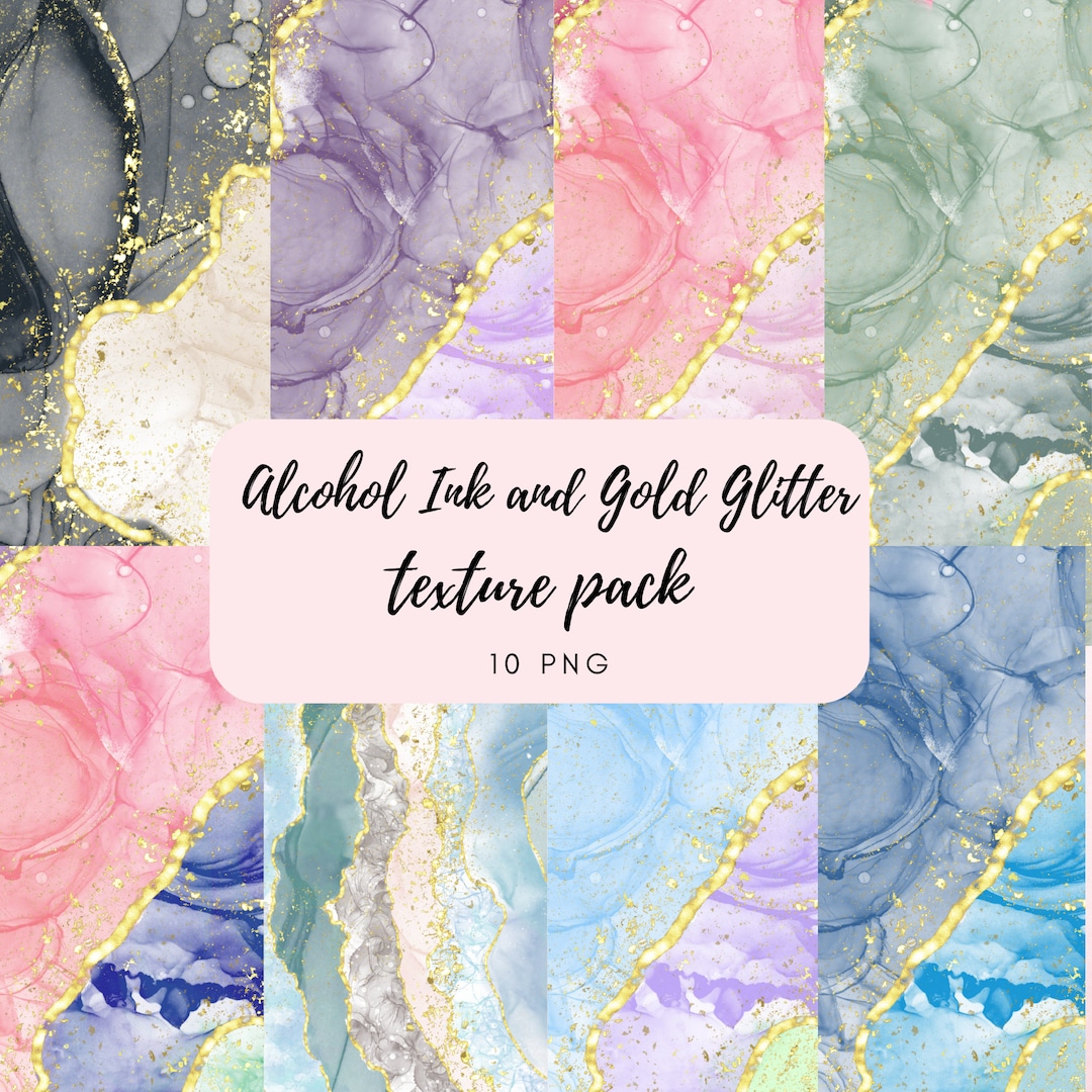Alcohol Ink With Gold Glitter Digital Paper Textures Background JPG ...