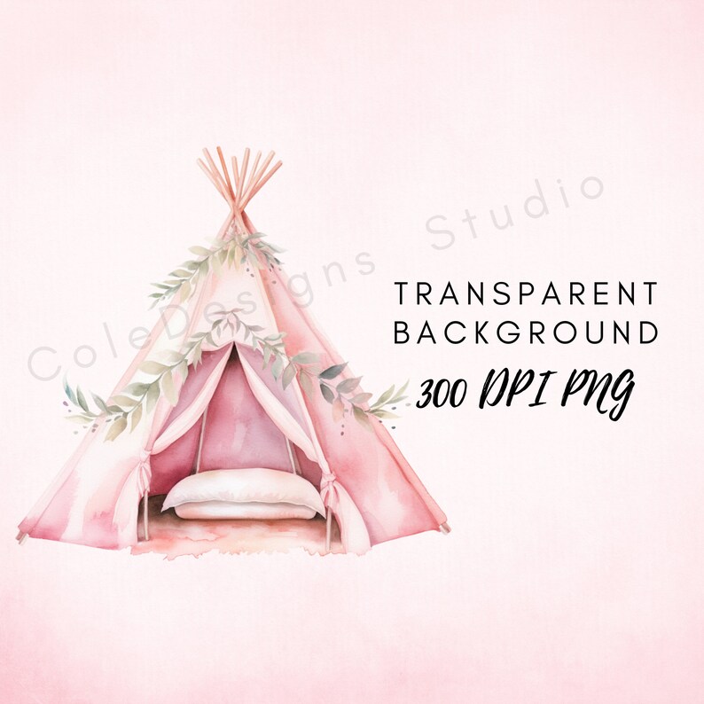 Watercolour Pink Boho Tents Clipart Hens Party Transparent PNG ...