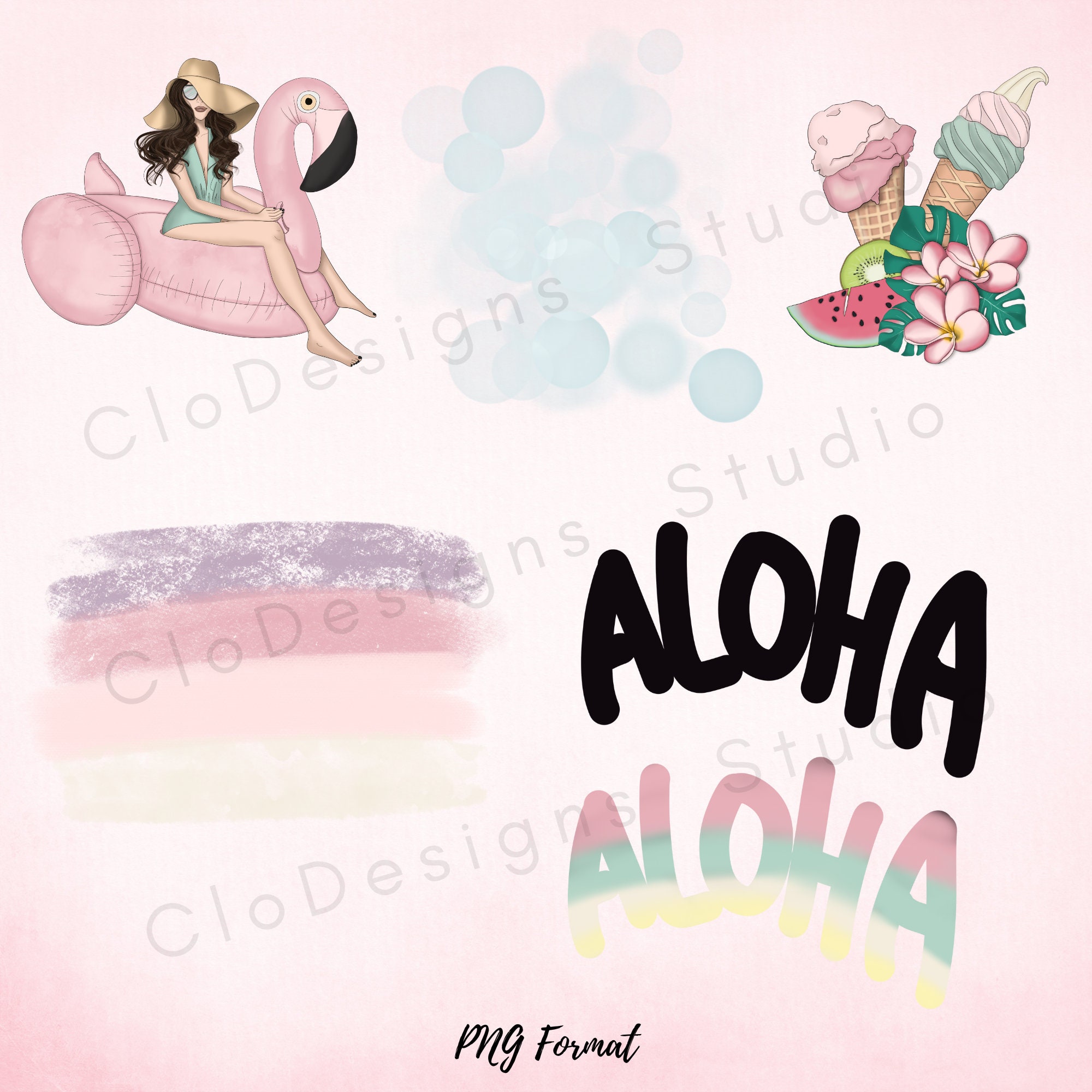 Summer Vacation Clipart Cute Summer Beach Birthday Watercolour PNG Pool ...