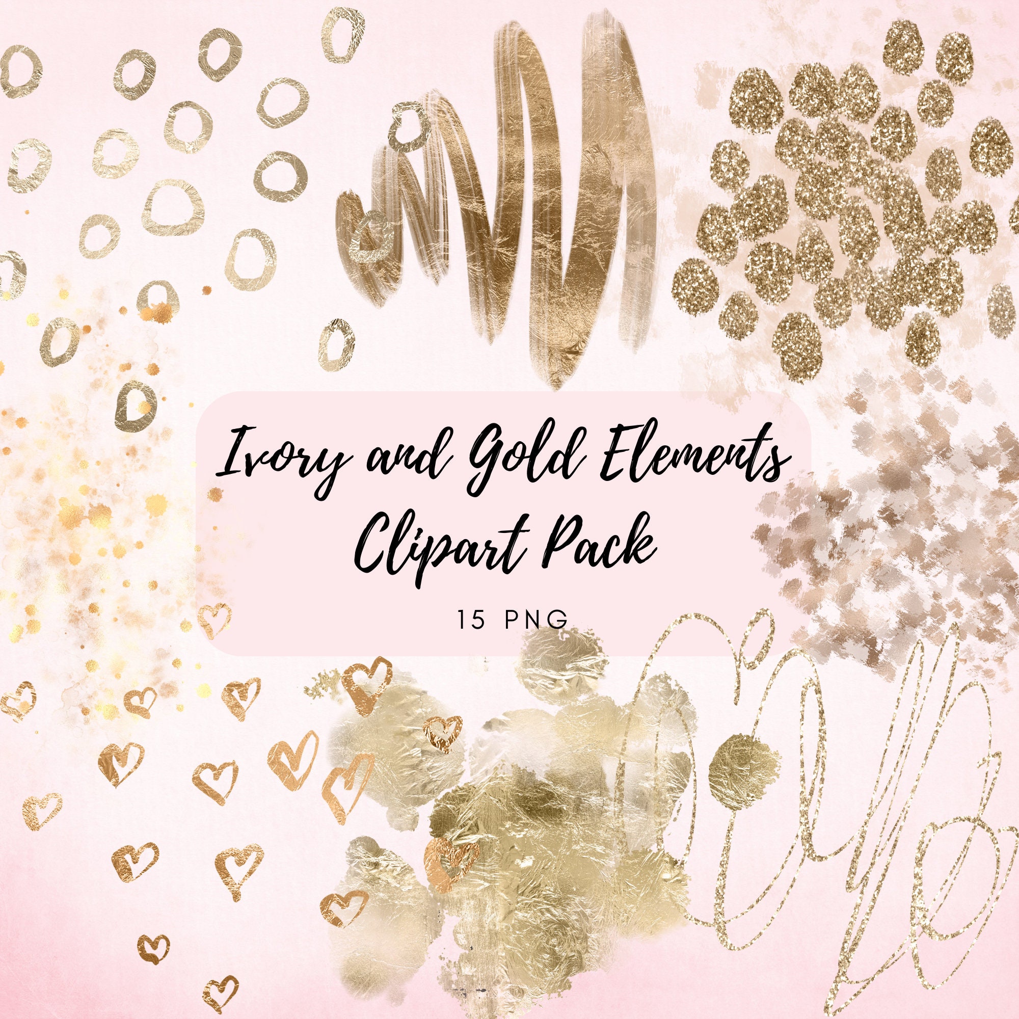 Gold and Ivory Clipart Gold Elements Wedding DIY Wedding Elements ...