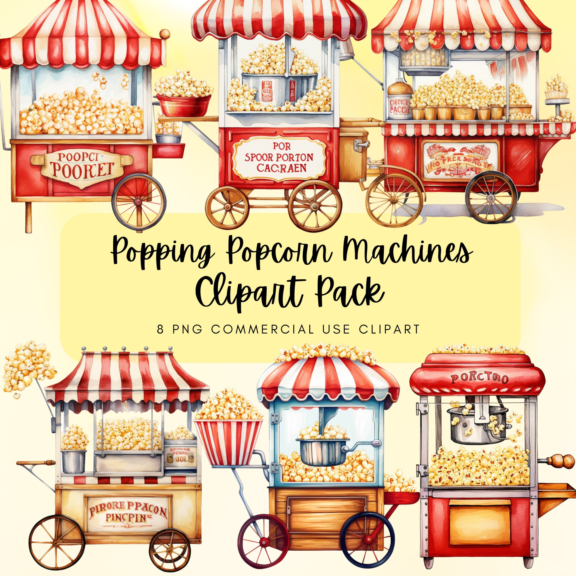 Watercolour Popping Popcorn Machines Clipart Popcorn Transparent PNG ...