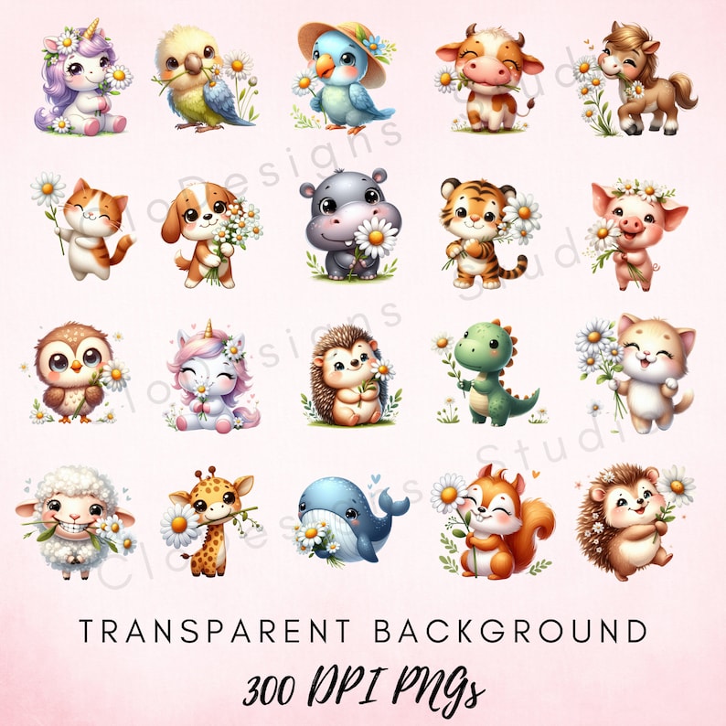 Cute Animals Clipart Watercolor Animals Watercolor Cute Animals PNG ...