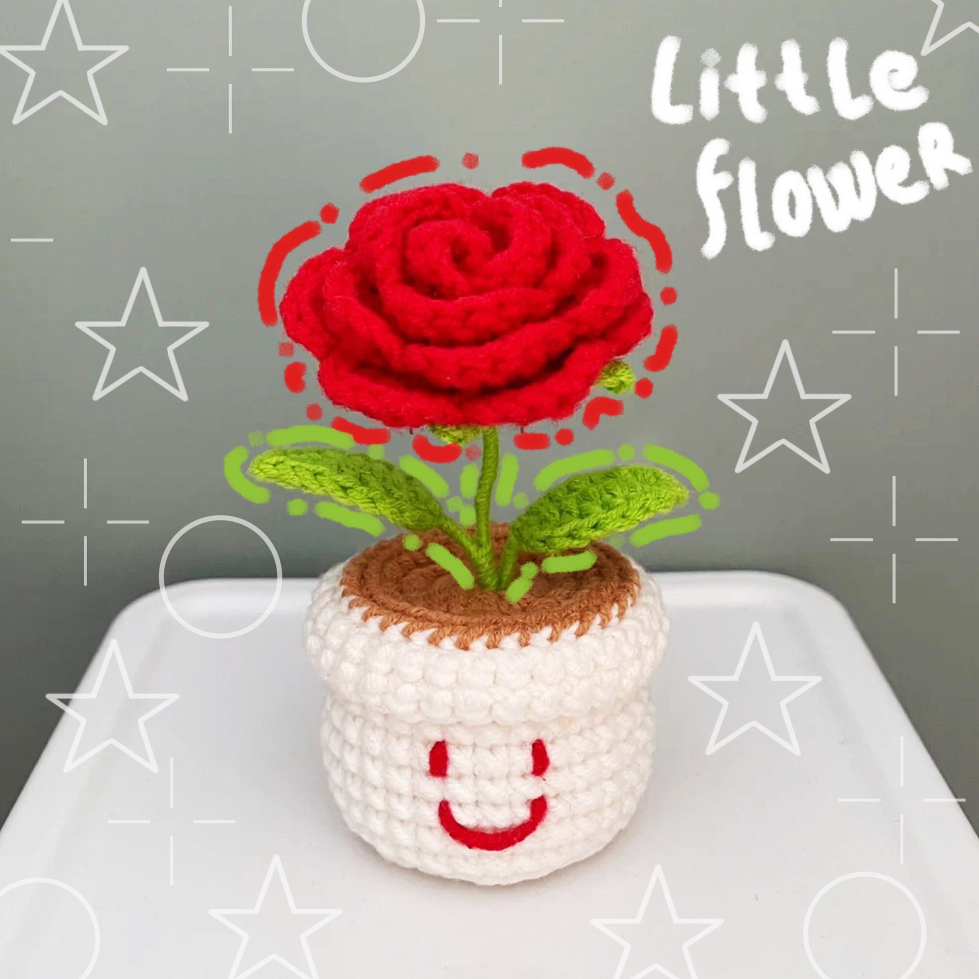 Little Flower Pot for Bedroom Crochet Pattern, Flower Crochet Pattern ...