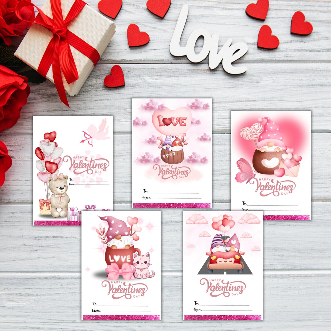 Printable Valentine's Day Cards, Instant Download Valentine Cards, DIY ...