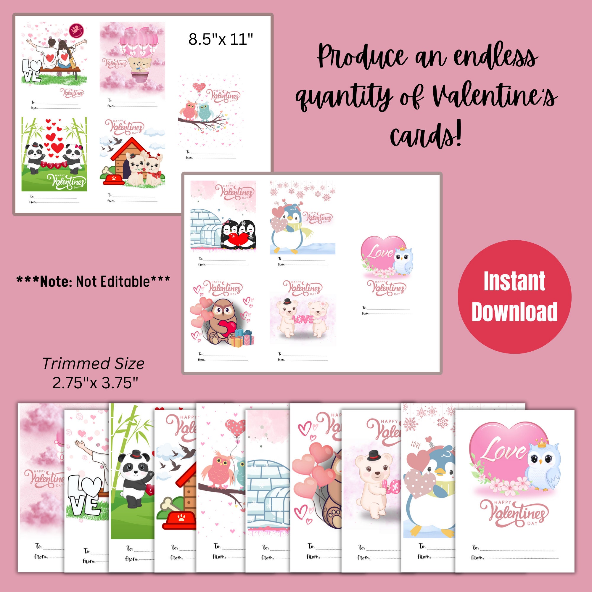 Printable Valentine's Day Cards, Instant Download Valentine Cards, DIY ...