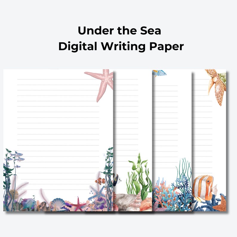 Sea Life Stationery: Printable Writing Paper & Envelope (digital ...