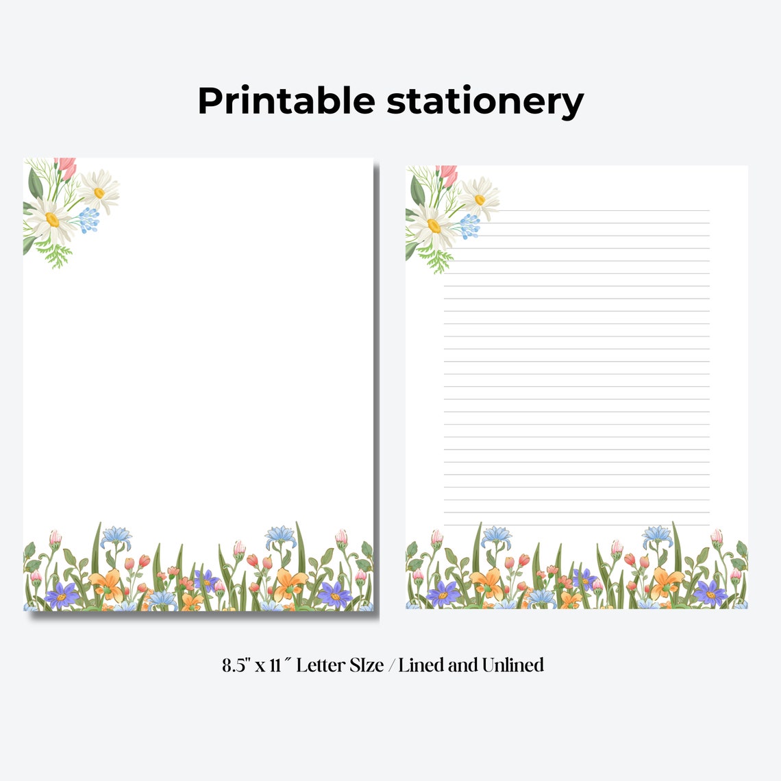 Botanical Letter Writing Paper: Spring Flower Collection (printable) - Etsy