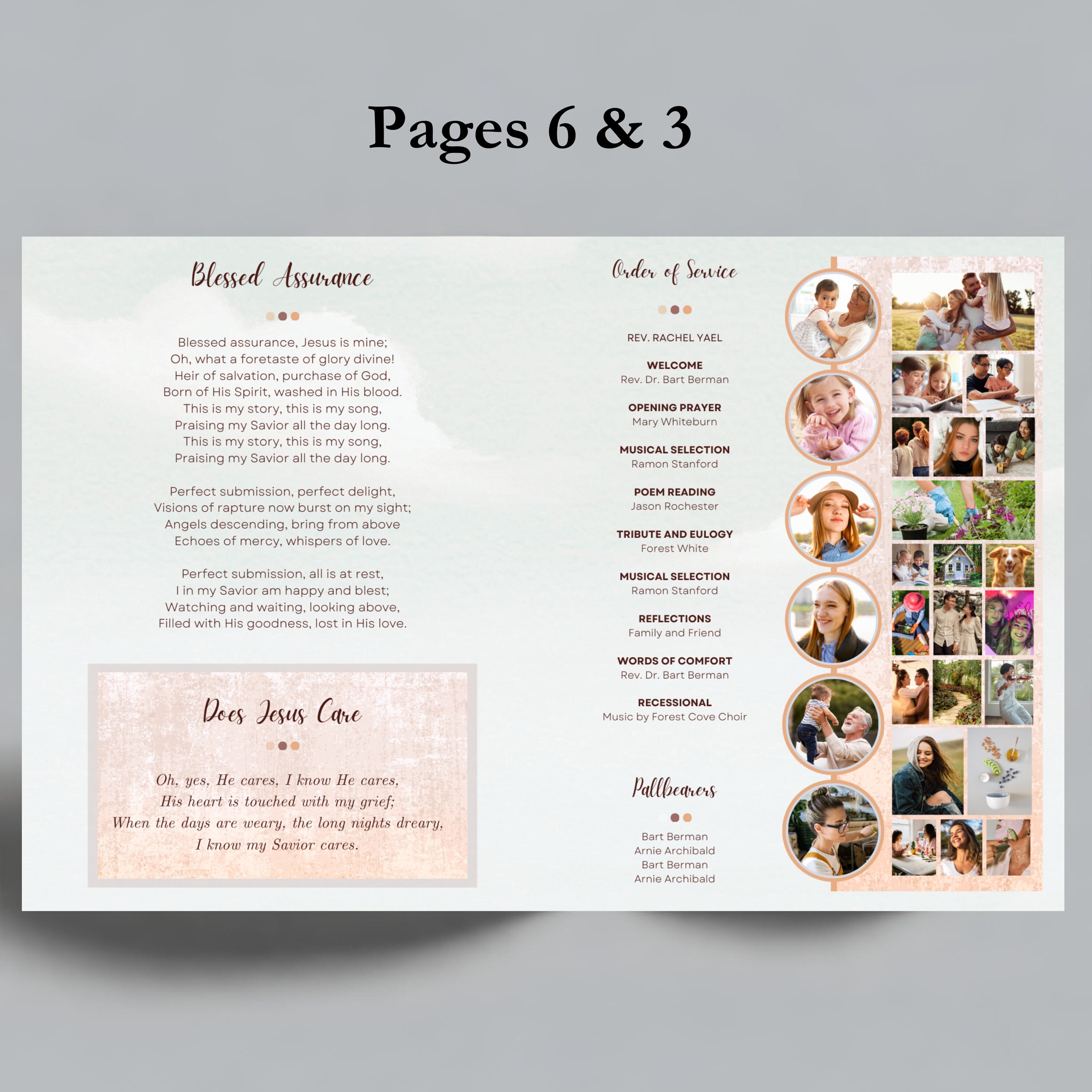Funeral Program Template, Memorial Program, Editable Memorial Service ...